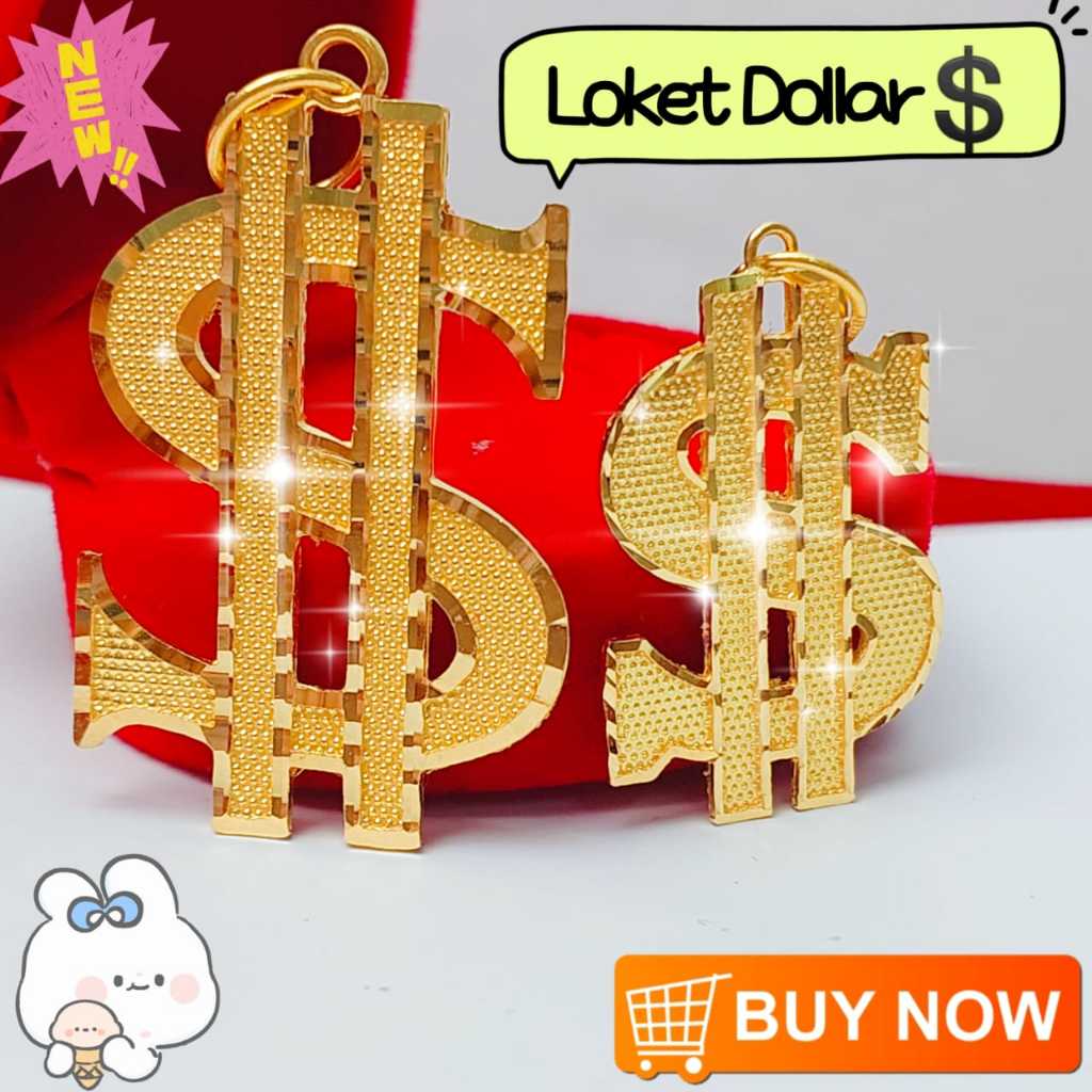 Wing Sing 916 Gold Big Dollar $ Symbol Pendant / Loket Emas 916 ...