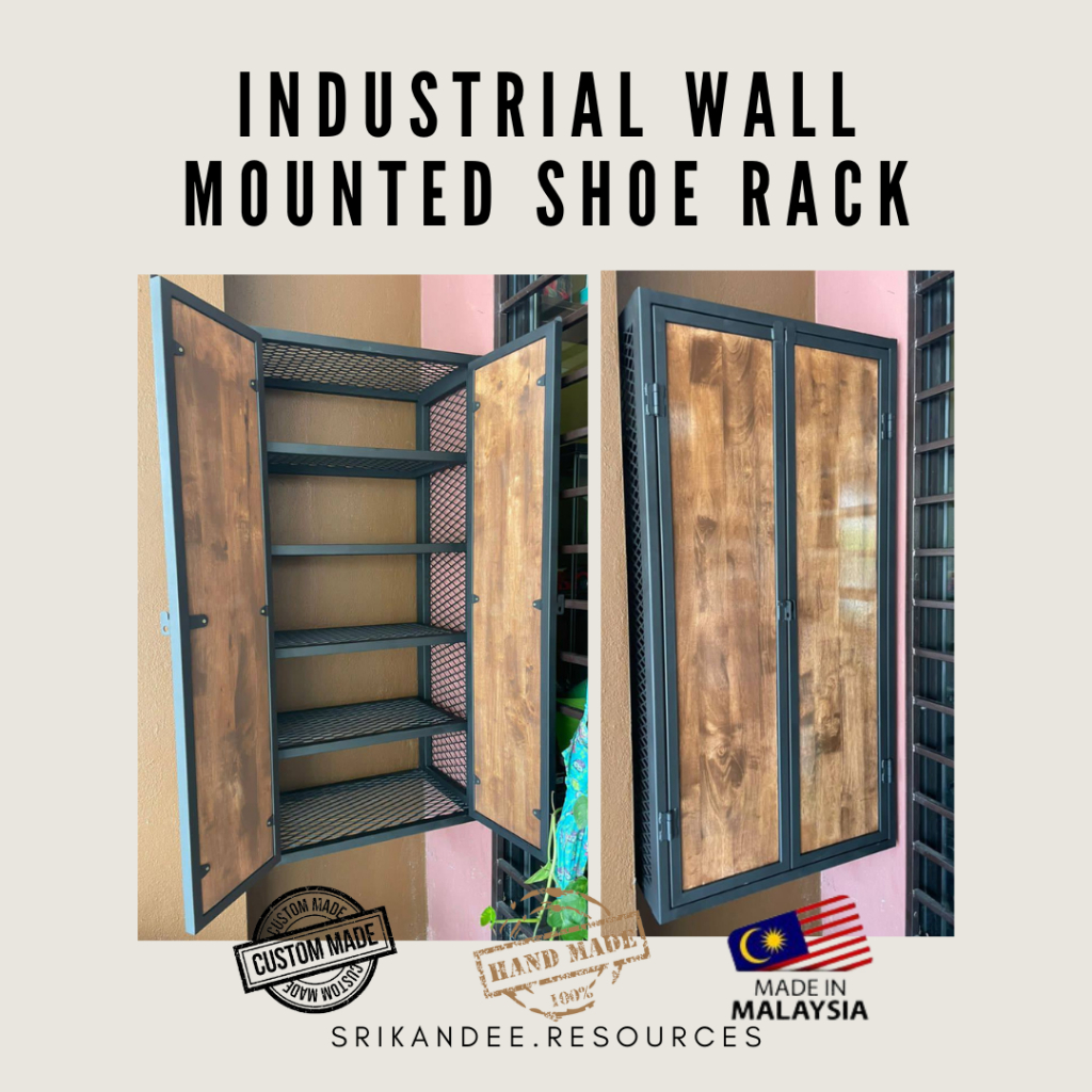 Rak Kasut Besi Bertutup | Shoe Rack Industrial Furniture Wall Mounted ...