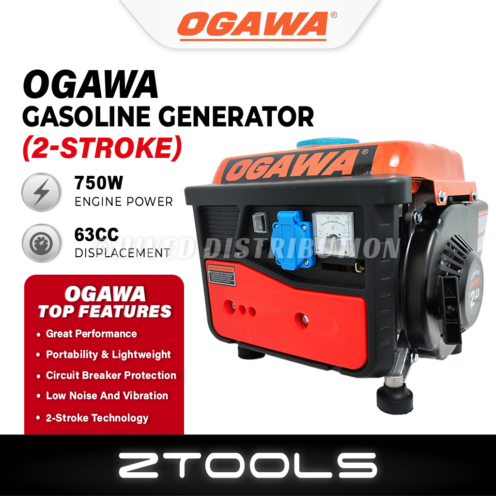 OGAWA 750W/ 63cc Gasoline Generator | 2-Stroke 2HP Engine Petrol ...