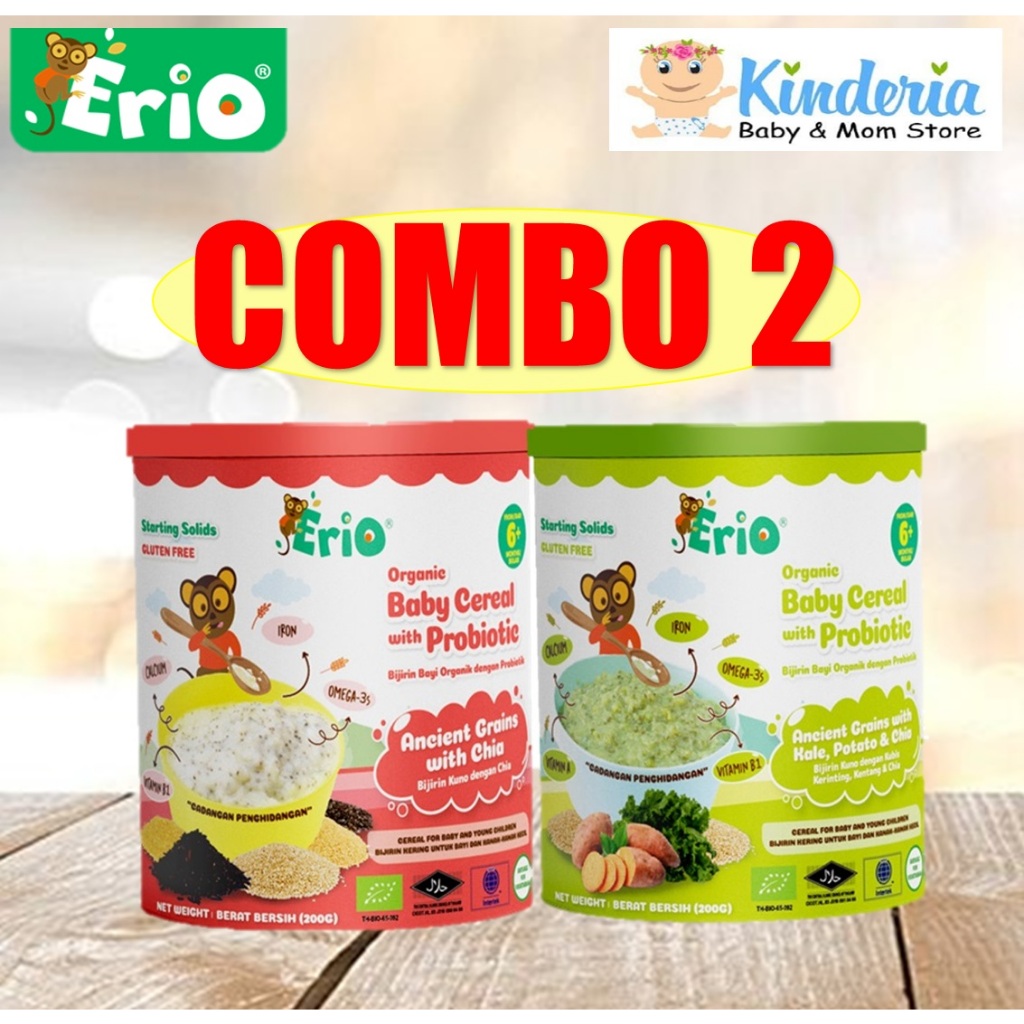 COMBO 2 ERIO Organic Baby Cereal with Probiotic 200g | Shopee Malaysia