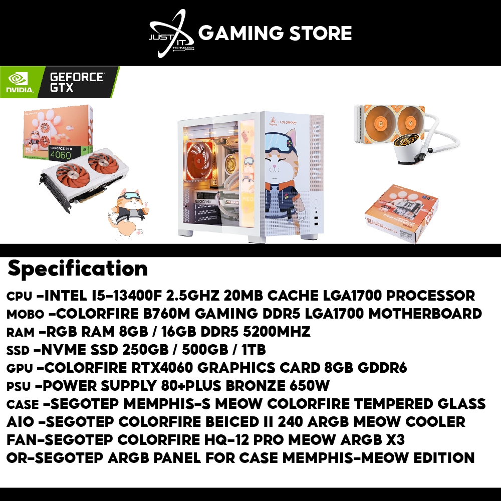 SEGOTEP X COLORFIRE MEOW PC PACKAGE ( I5-13400F 12400F 12700F / RTX4060 ...