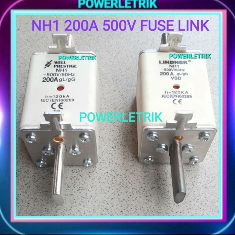 LINDNER/WELL PRESTIGE 200A CENTRED TAG FUSE LINK NH1 CERAMIC CARTRIDGE ...