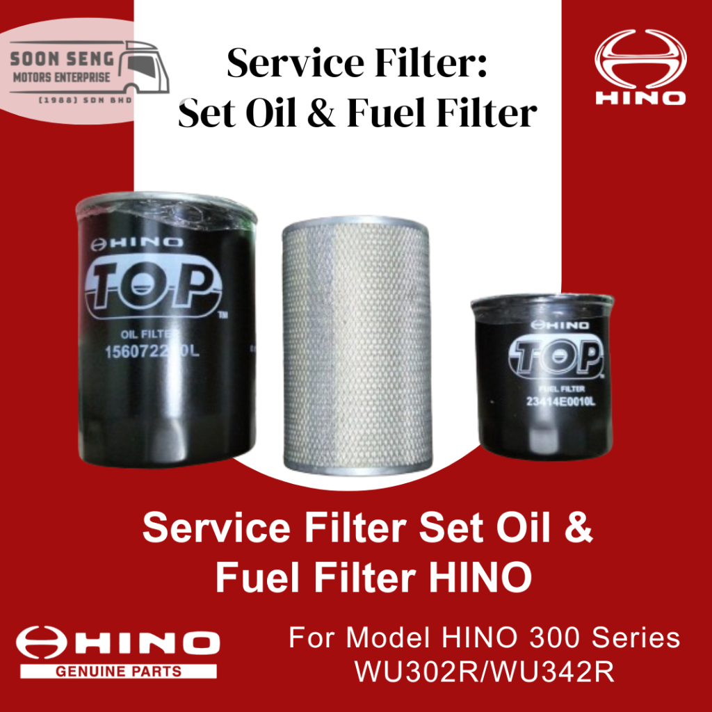 SERVICE FILTER SET OIL& FUEL FILTER HINO 300 Series WU302R/WU342R ...