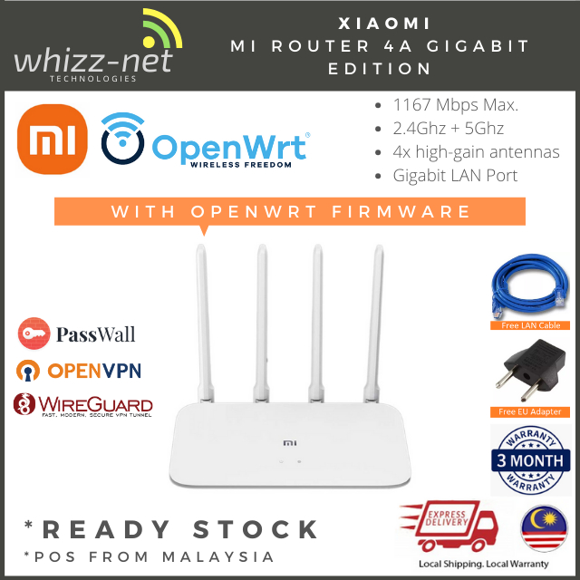 Xiaomi Mi Router 4A Gigabit Edition [Custom OpenWrt Firmware + Passwall ...