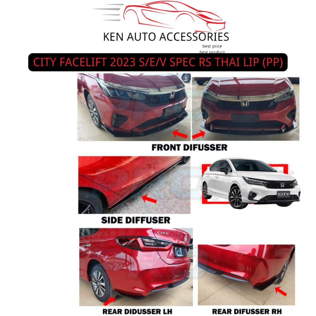 HONDA CITY FACELIFT 2023-2025 S/E/V SPEC RS DIFFUSER, RS BODYKIT RS ...