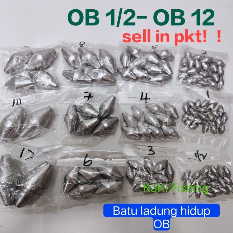 batu ladung hidup OB batu ladung timah OB fishing sinker running sinker ...