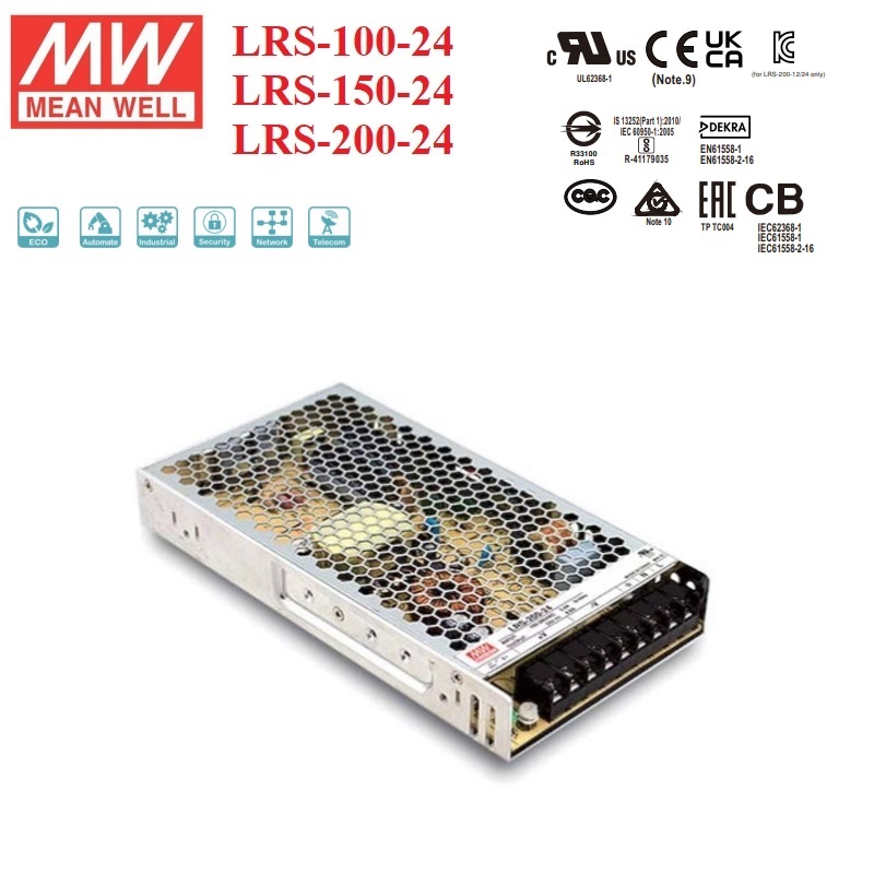 MEAN WELL 24V LRS-100-24 LRS-150-24 LRS-200-24 MEANWELL AC/DC Switching ...