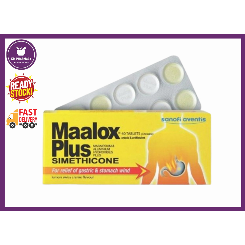 Maalox Plus 25mg Tablet 10's [Bloating Stomach / Perut Angin / Gastric ...