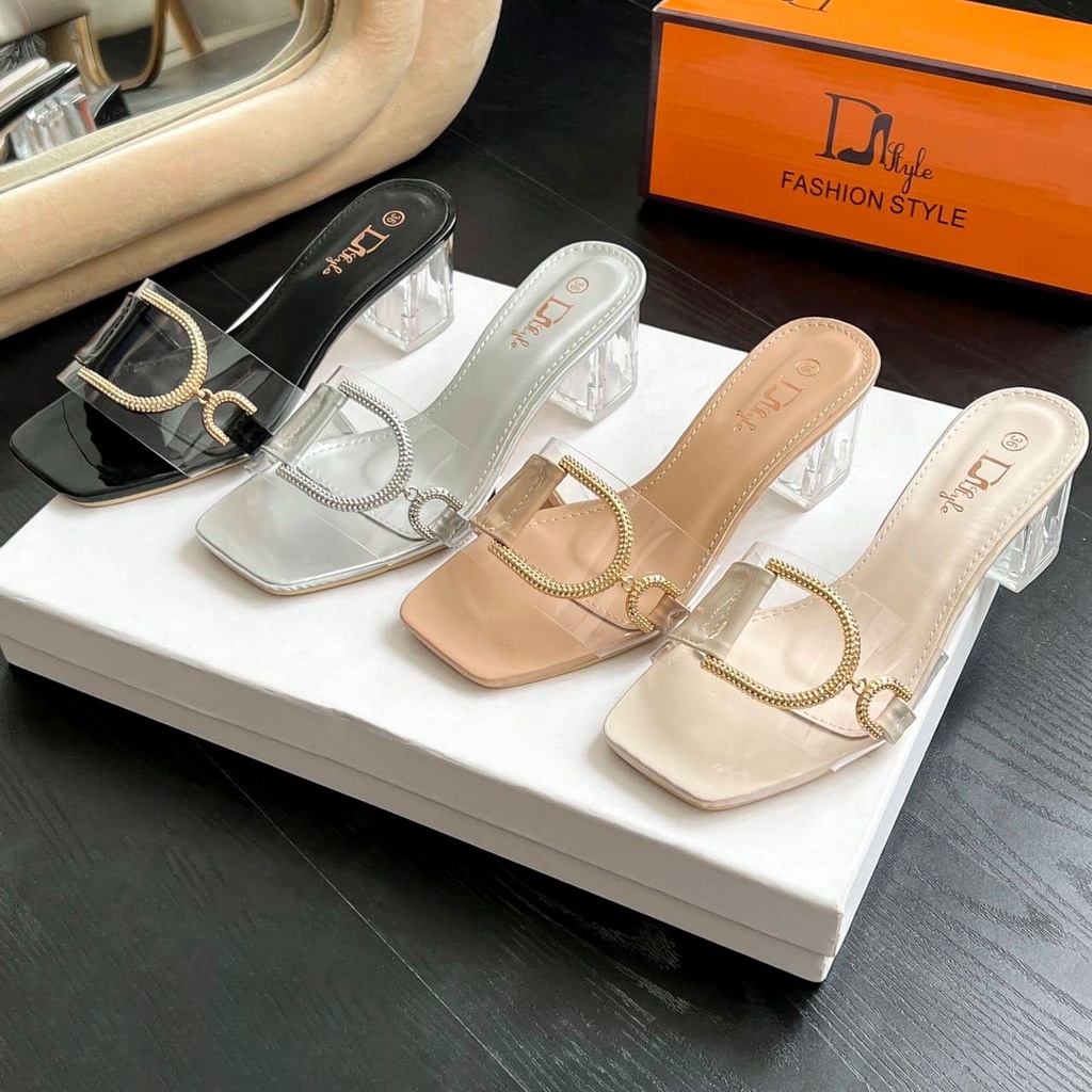 Transparent Slippers Glass Chunky Heels Classy Sandals for Women ...