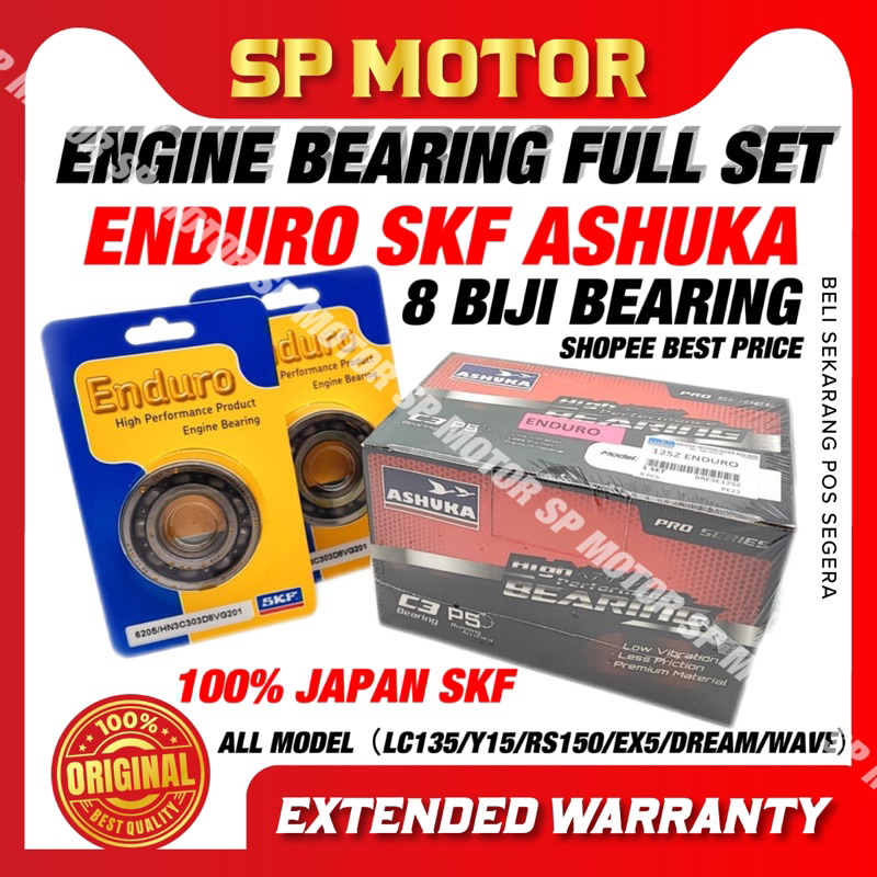 ENDURO BEARING SKF C3 SET Y110 Y100 RXZ Y125Z RS150 Wave 125 Dream ...