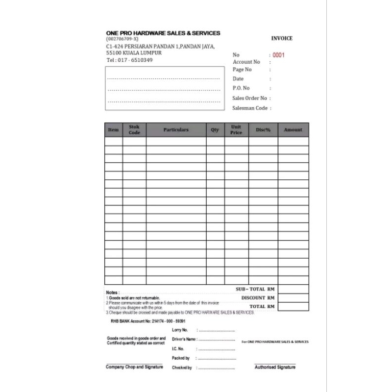 buku resit A4 (28.5cm x 20.5cm), bill book A4, invoice A4, cash bill A4 ...