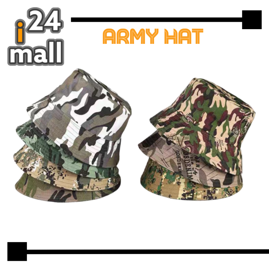 Unisex Army Hat / Soldier Hat / Camouflage Hat / Topi Askar / Bucket ...