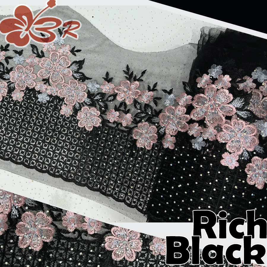 Renda Border Lace Batu Kilat / Kain Renda Corak Bunga Mewah / Sesuai ...