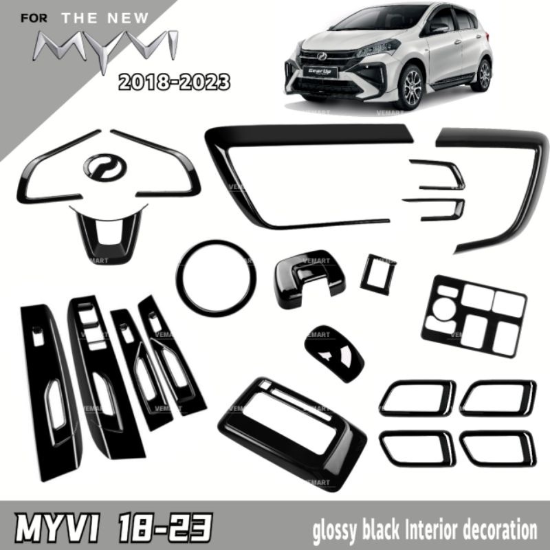 Perodua myvi glossy black Interior decoration accessories frame cover ...
