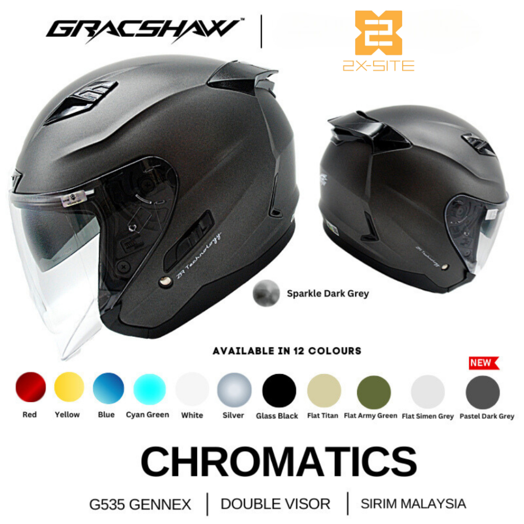 Gracshaw G535 Gennex Chromatic Plain Color Helmet Double Visor Open ...