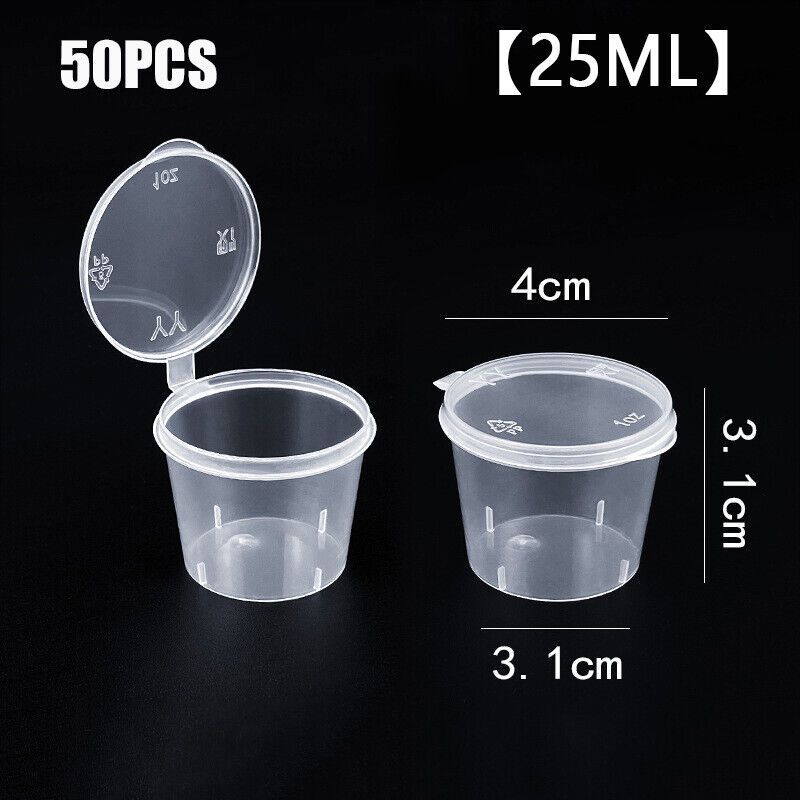 1oz Round Disposable Plastic Food Container Hinged Lid 1 oz Deli Container 25ml Sauce Cup Bekas ...