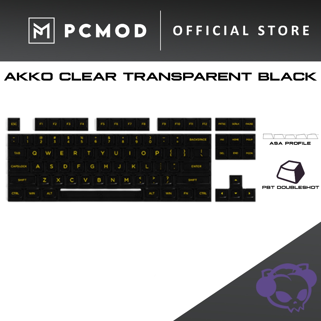 AKKO CLEAR TRANSPARENT BLACK | ASA Profile Keycaps | PCMOD x KEYMOD ...