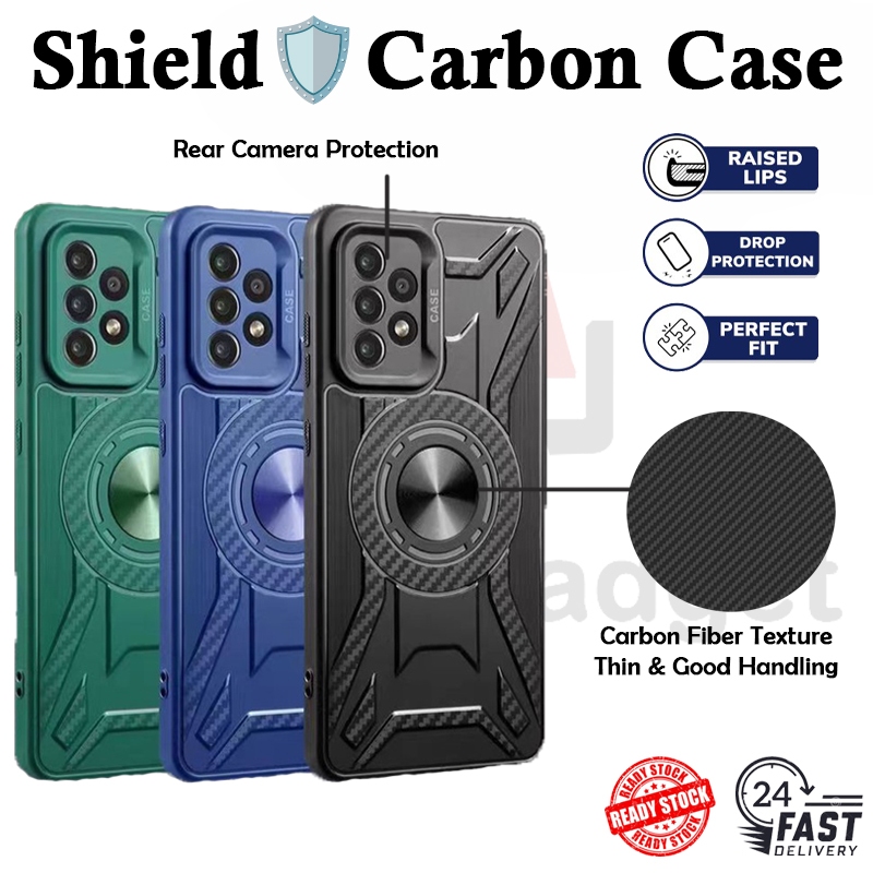 Samsung Galaxy A06/ A55/ A35/ A05/ A05s/ A15/ M14/ A14 Shield Carbon Fiber Case Casing Cover ...