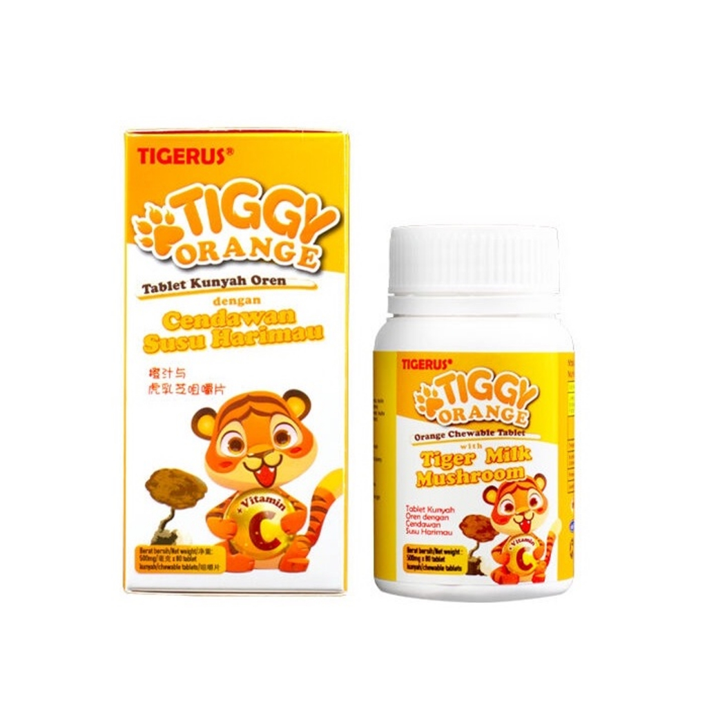 Tigerus Tiggy Orange 500mg Chewable Tablets 80's (Cendawan Susu Harimau ...
