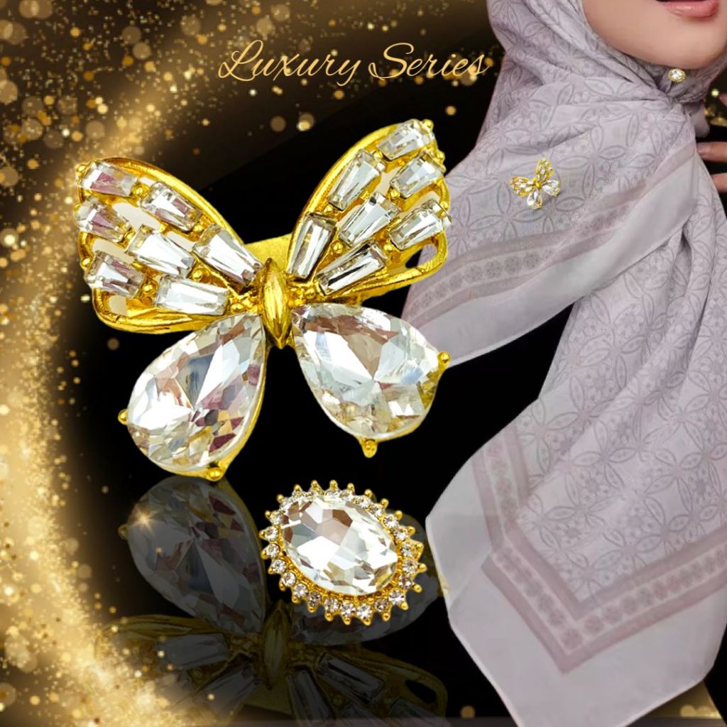 Elegant Brooch 2 in 1 Set [FREE BOX] Butterfly Brooch European Crystal ...
