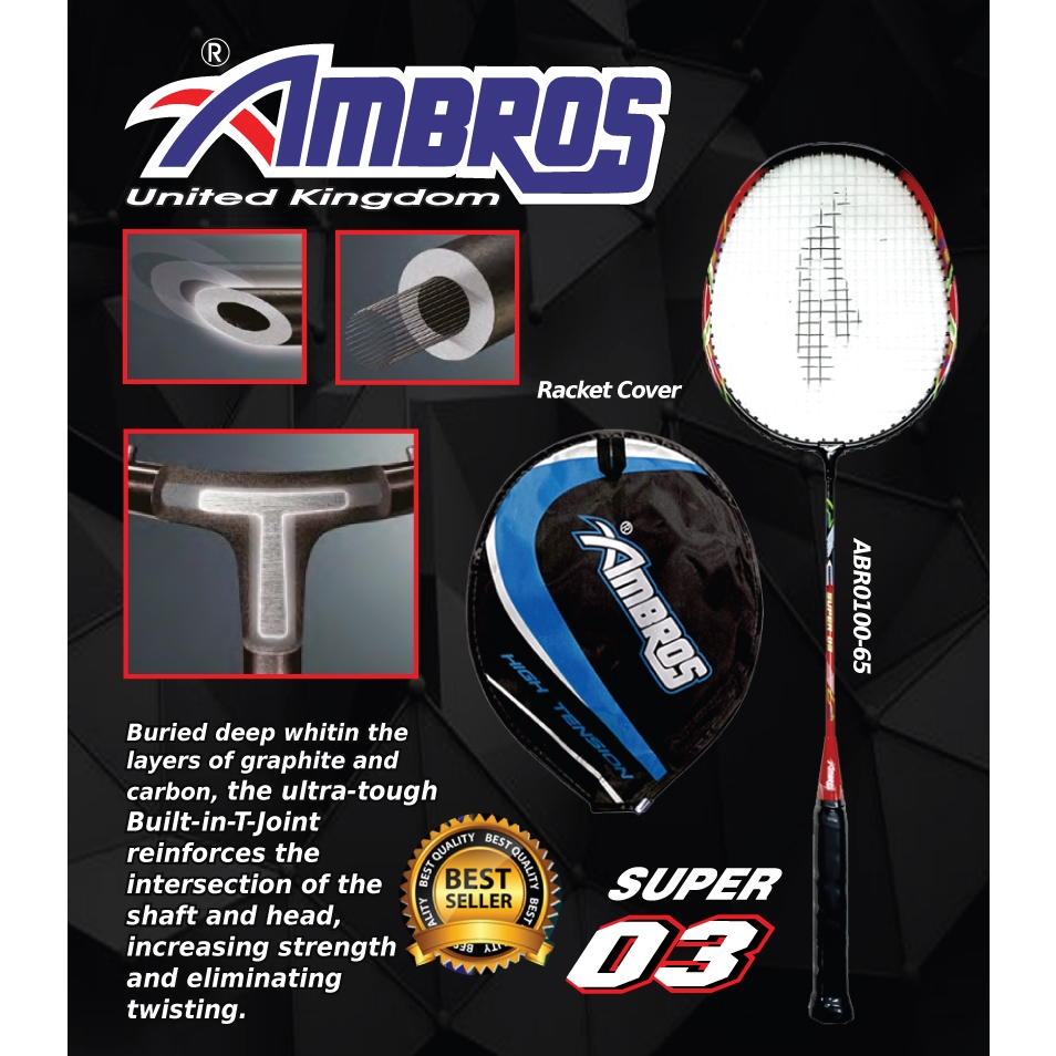 [Badminton Racket] Ambros Super 03 T Joint Badminton Racket - Black ...