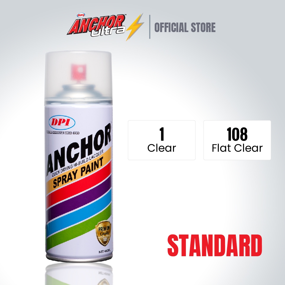 DPI Anchor Standard 1 Clear Coat / Lacquer / 108 Flat Clear Coat 400ml Spray Paint / Cat Sembur ...