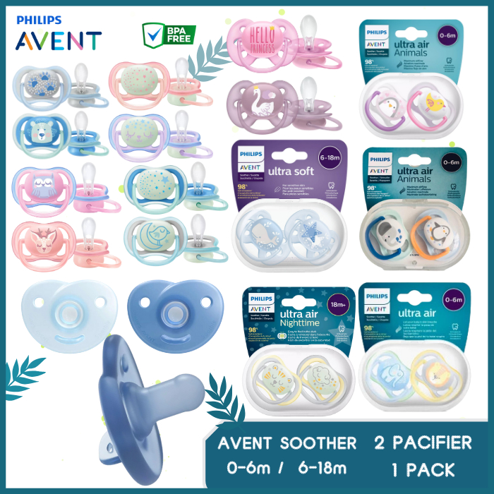 Philips Avent Soother UltraAir UltraSoft Night Time (0-6)(6-18 ...
