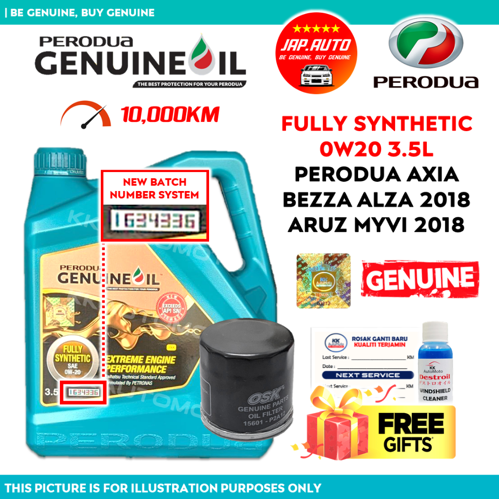 Perodua Axia Bezza 1.0 1.3 Myvi D20N 2018 Alza Genuine 0W-20 0W20 Fully ...