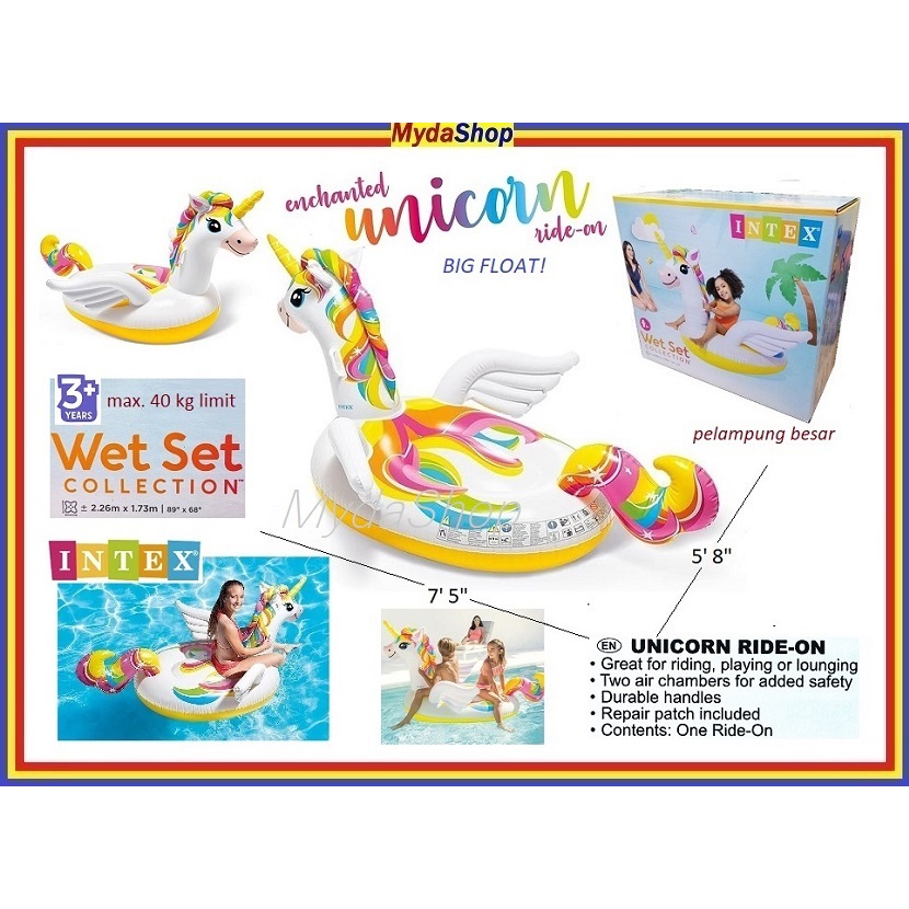 INTEX Swim Pool Ride-On Float RAINBOW UNICORN. Pelampung Besar | Shopee ...