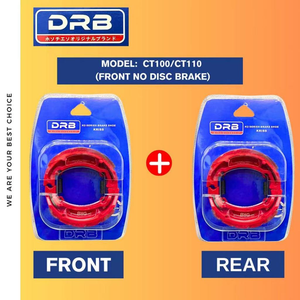 CT100 CT110 ( FRONT NO DISC ) RACING BRAKE SHOE FRONT & REAR ( 1 SET ...