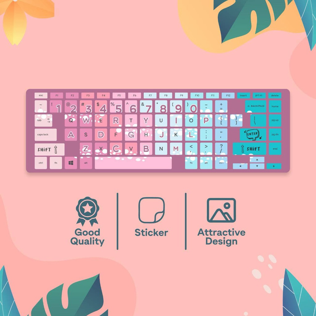 🔥NEW🔥 Colourful Design English Qwerty Alphabet Keyboard Sticker Full ...