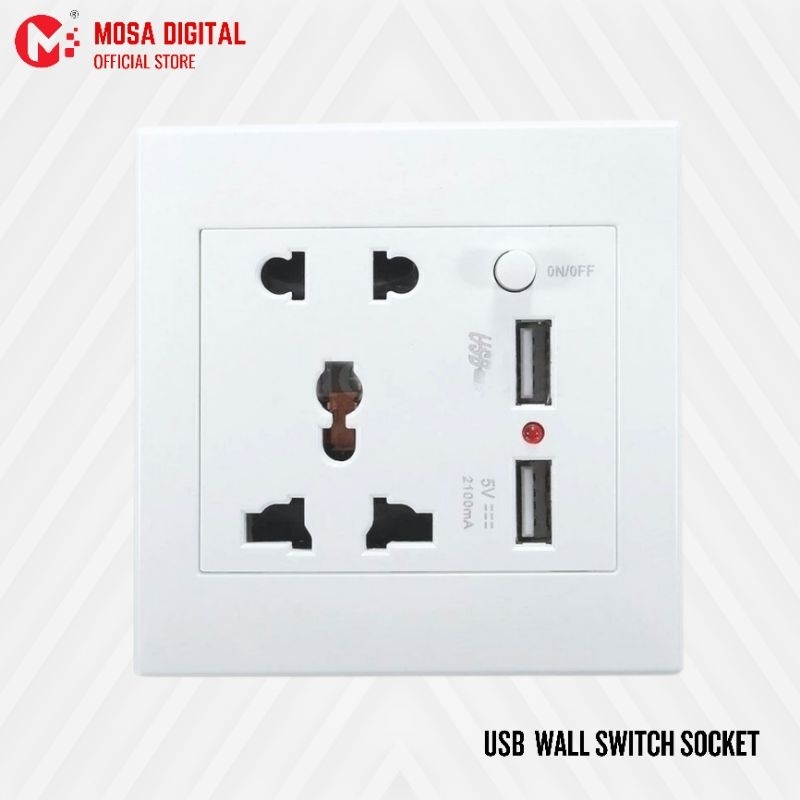 MOSA Dual Charger USB Plug Switch Wall Socket 13A Universal ...