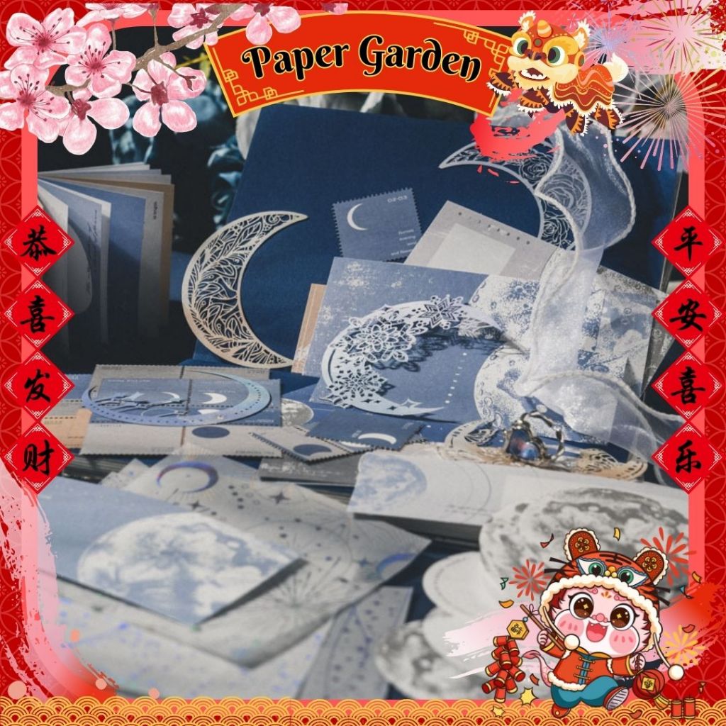 63pcs/pack The Moonlight Series Moon Phase Theme Decor Material Paper ...