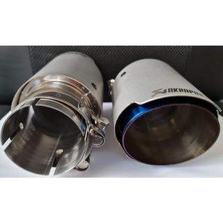 AKRAPOVIC single matte silver titanium tip 3.5" 4" blue exhaust car ...