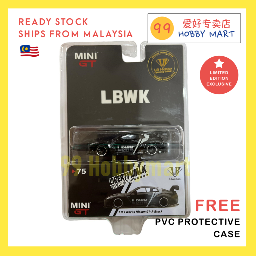 Mini GT 75 Nissan GTR GT-R R35 Black LB Works Nagoya Japan Opening ...