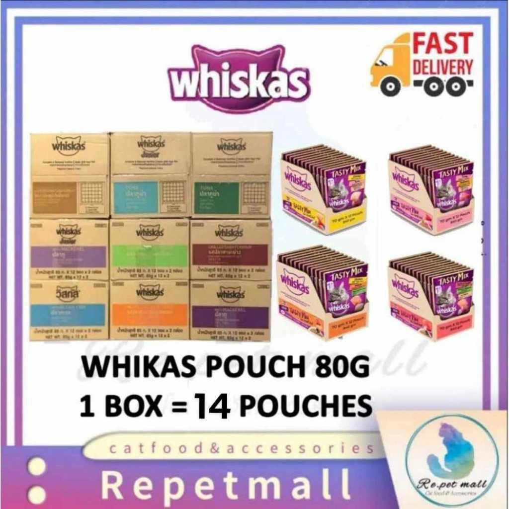 Whiskas Pouch(1 Box 14 Pack)Tasty Mix/Junior/ Kitten/ Adult Cat Wet ...