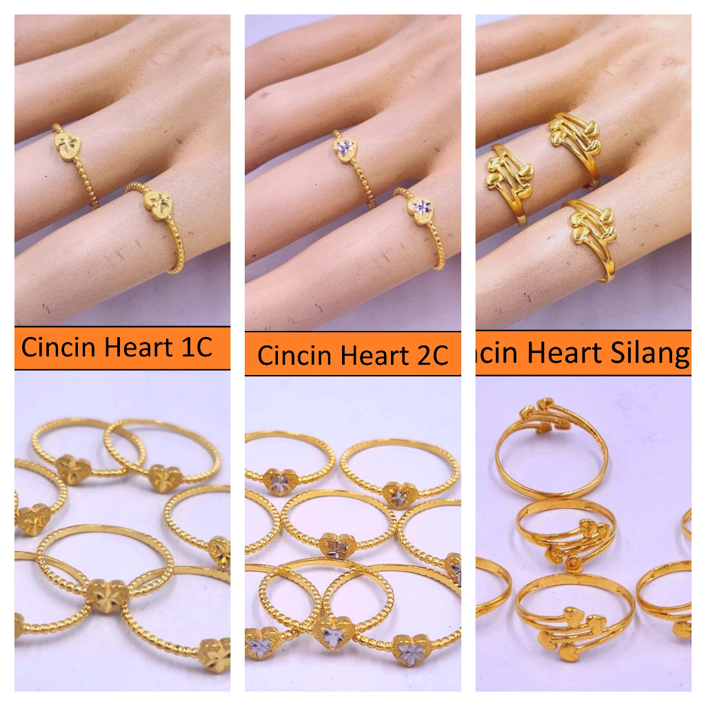 Cincin Heart Bubble Bajet Emas 916 Original Cincin Emas Cincin Padu ...