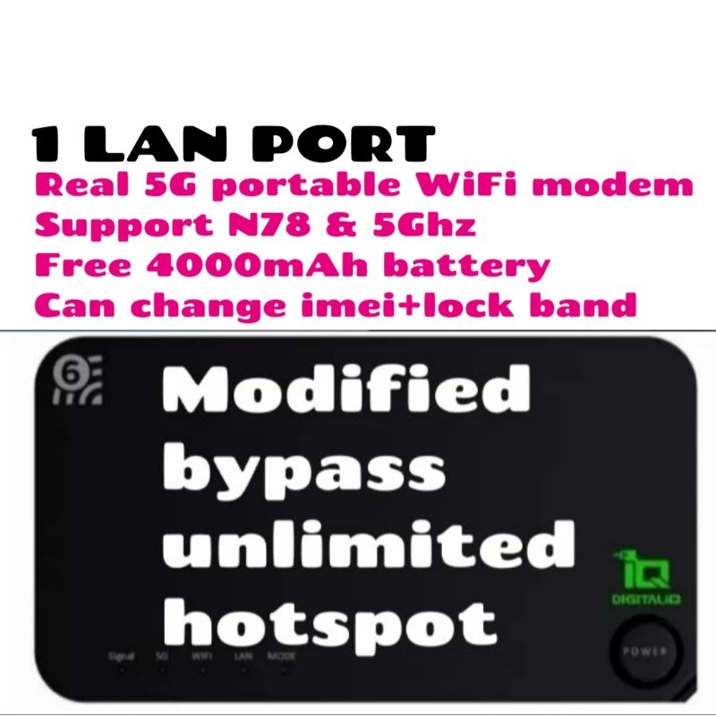 Digital IQ modified 5G portable WiFi modem with WiFi 6 function ...