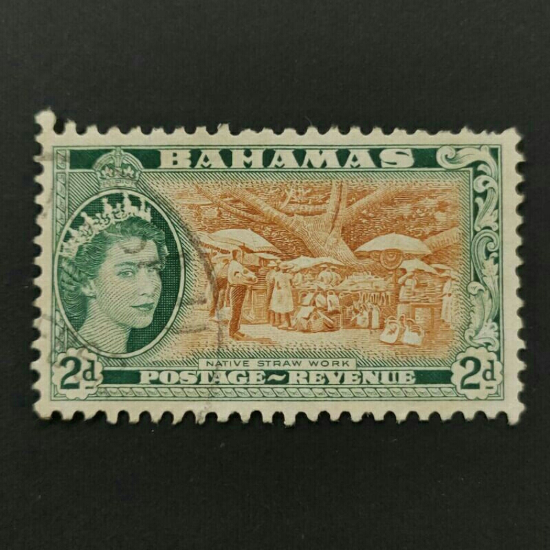 1954 Stamp Bahamas-2d & 6d or $1 Native Straw Work & Modern ...