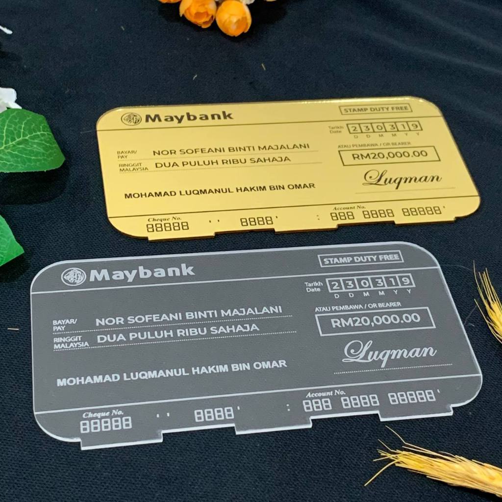 CEK HANTARAN / MOCK CHEQUE VIRAL CUSTOM ACRYLIC ENGRAVE | Shopee Malaysia
