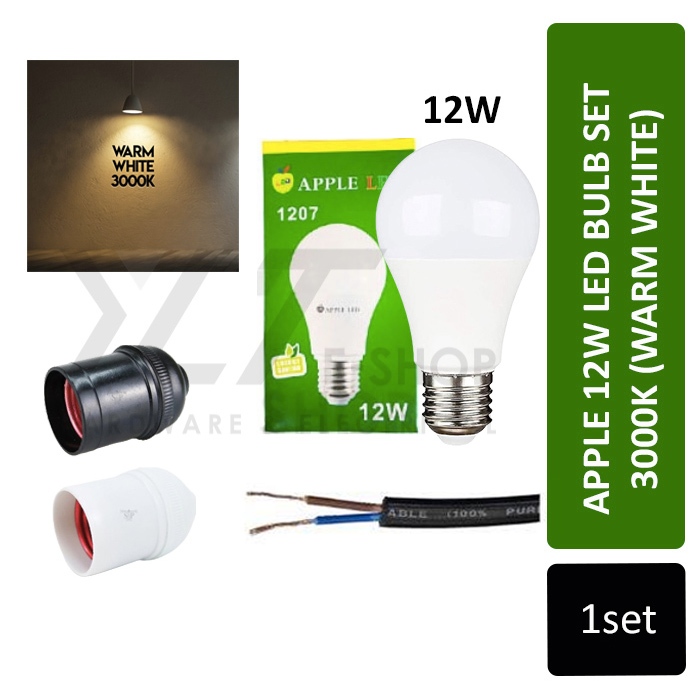 Apple 12W LED Bulb Set 3000K - Warm White (Bulb + 2C VDE Wire + Bulb ...