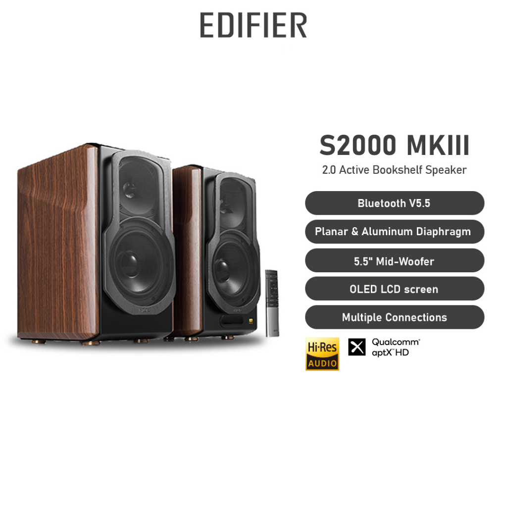 Edifier S2000 MKIII Bookshelf Speaker - Bluetooth V5.0 | Hi-Res | Dual DSP | Multi Connection ...