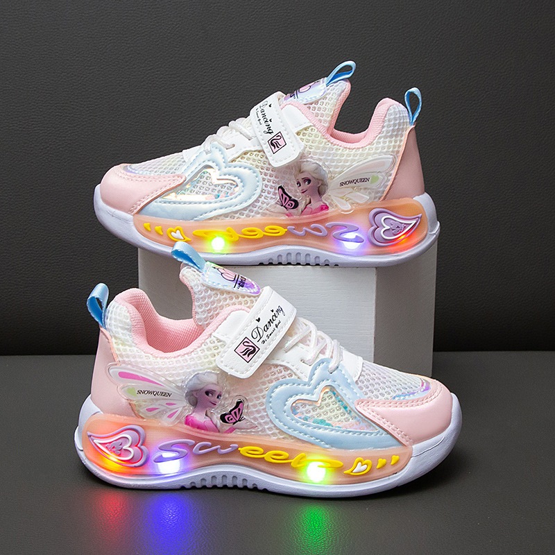 Kids Shoes Elsa frozen Flash LED Light Shoes Elsa Girls Light Up ...