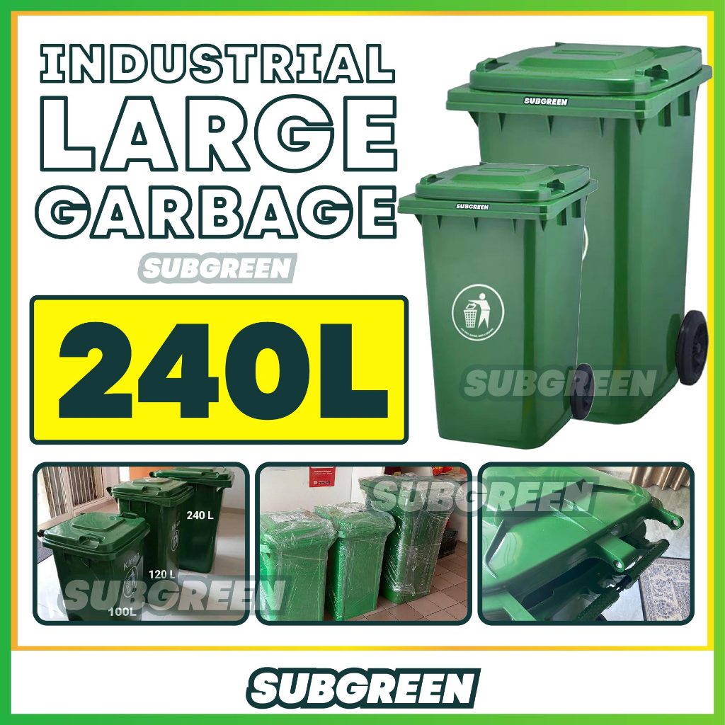 Pedal Dustbin🔥 Mobile Garbage Bin 240L 2Wheel Green Bandaraya Waste ...