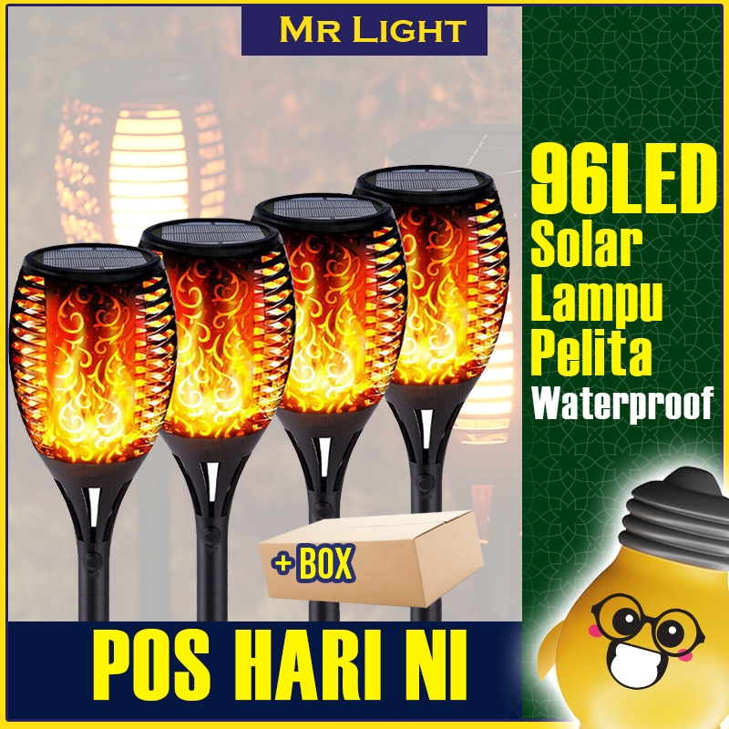 Lampu Pelita Solar LED Waterproof Viral Flickering Flame Torch Fire ...