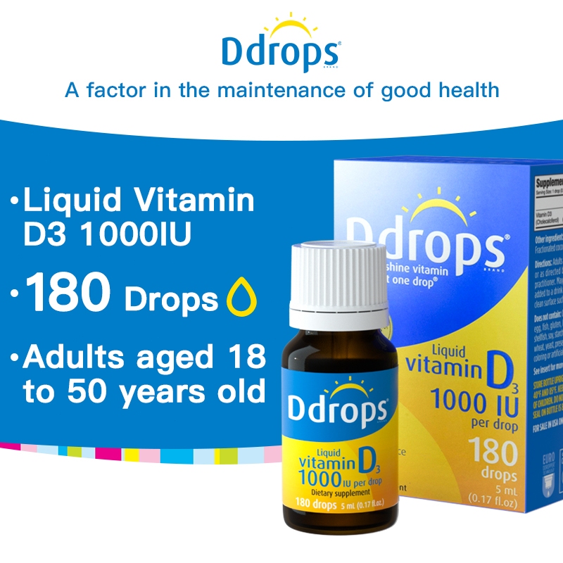 Ddrops Adults Liquid Vitamin D3 1000IU Dietary Supplement for Maternal ...