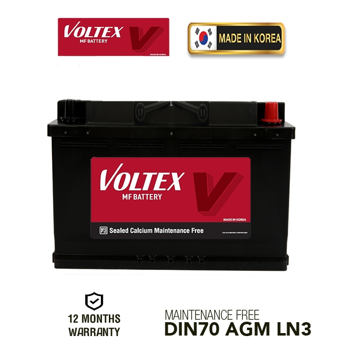 Voltex DIN70 AGM (Made In Korea) Maintenance Free Car Battery for Mini ...