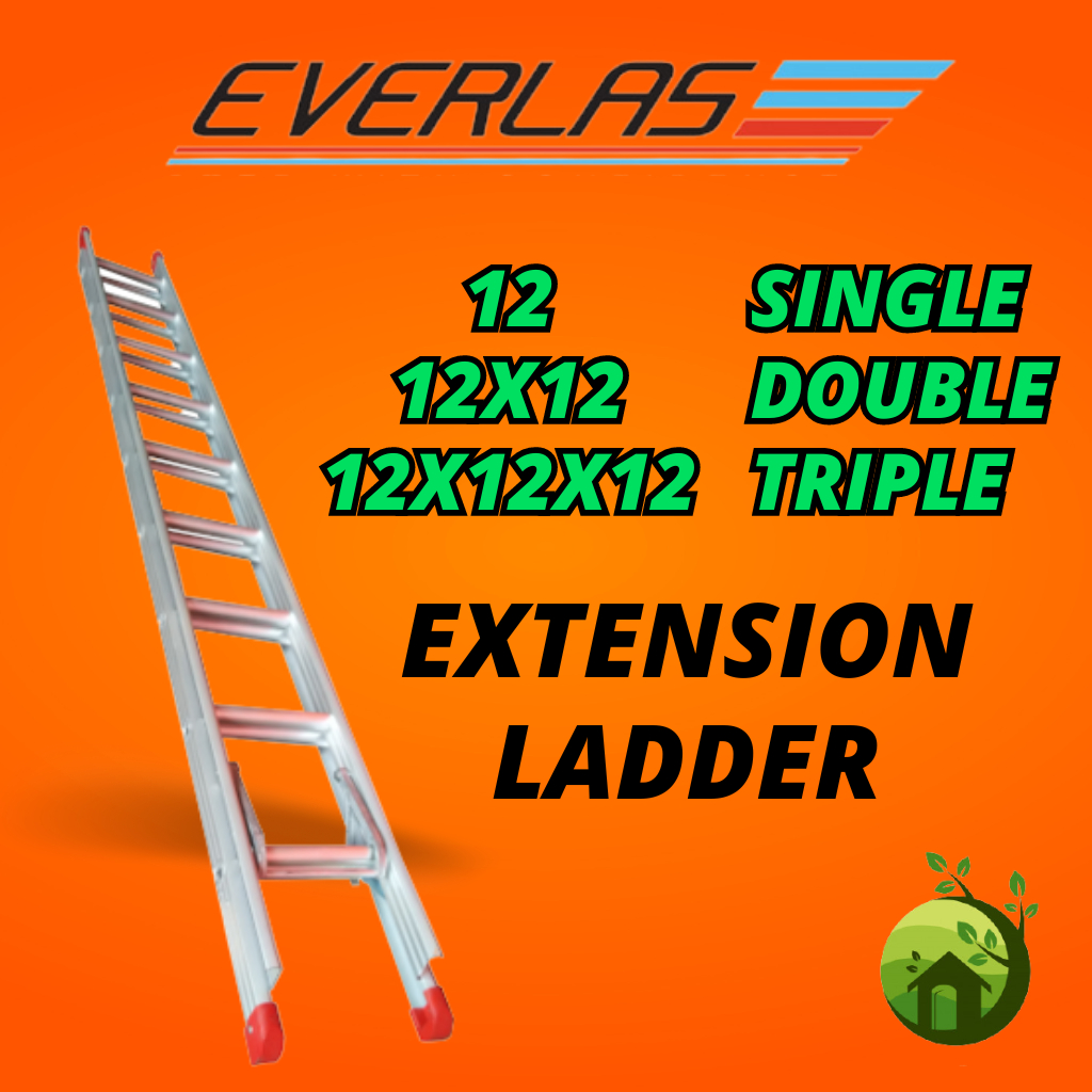 (Sirim) 12 Feet Everlas Extension Ladder 12x12 /12x12x12 Tangga Slide ...