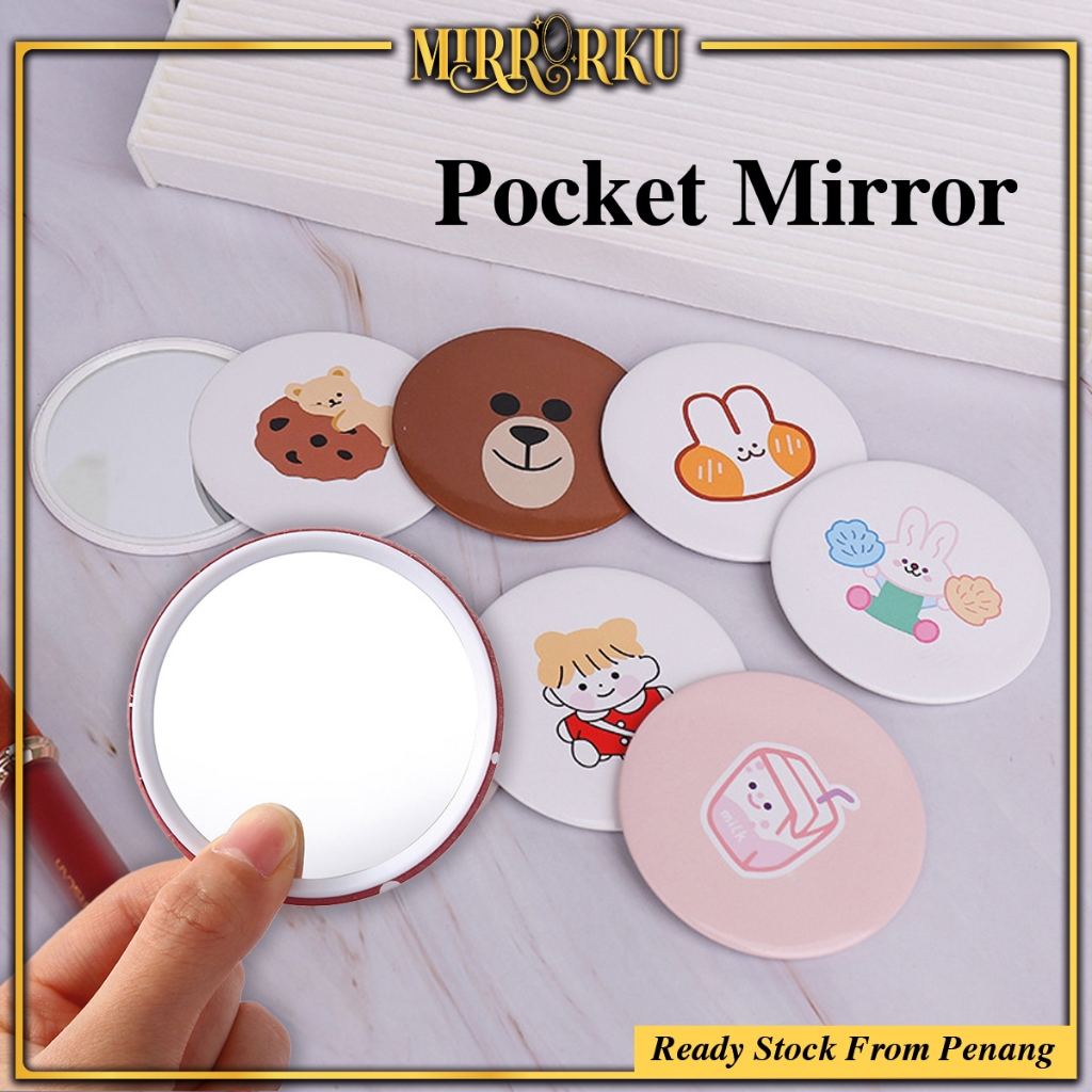 MIRRORKU Makeup Mirror Round Small Pocket Mirror Mini Kids Cermin Bulat ...
