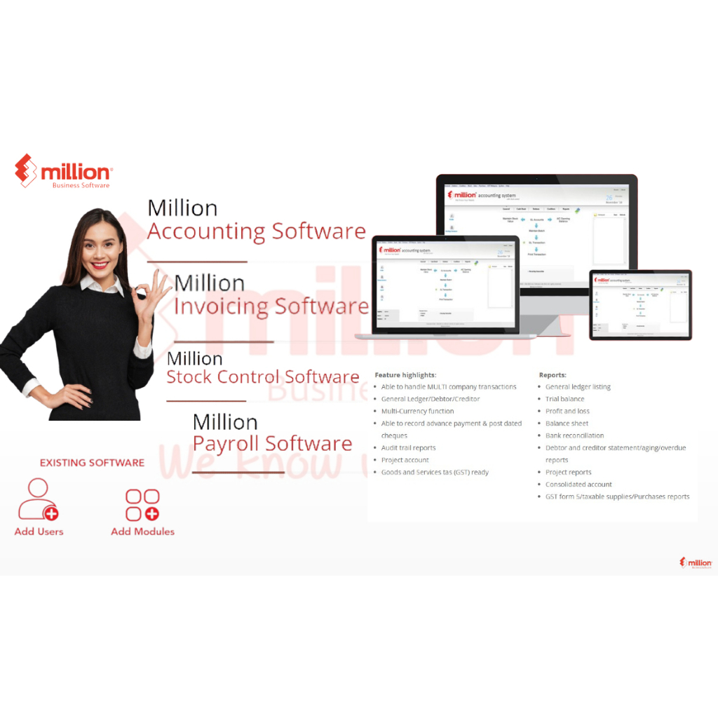 Million Accounting Software + E-Invoice (USB Dongle)+(Permanent license ...